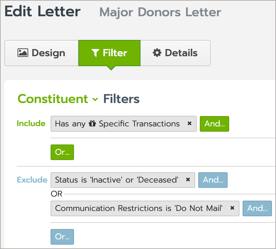 Filter Letters Filter Letters